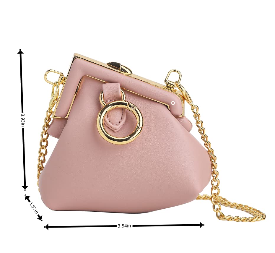 CLOTHIUM MINI Women Crossbody Bags,PU Leather Shoulder Bag with Metal Clasp Closure (pink)