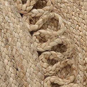 MORE Natural Fiber Round Collection 5' x 5' Round Natural Handmade Boho Braided Jute Area Rug