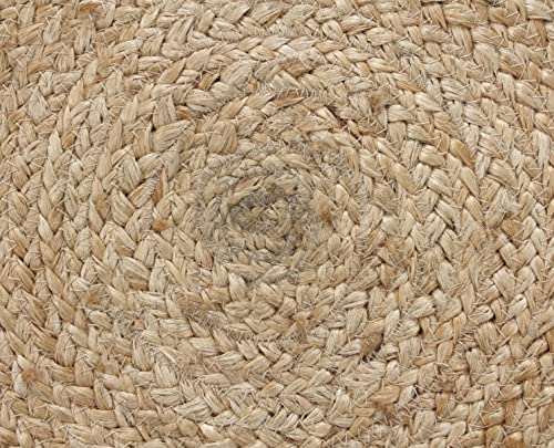 MORE Natural Fiber Round Collection 5' x 5' Round Natural Handmade Boho Braided Jute Area Rug