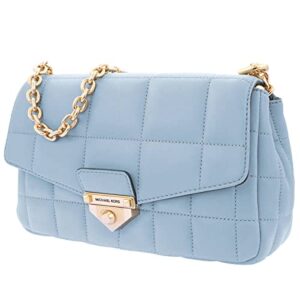 michael kors ladies soho large quilted leather shoulder bag – pale blue