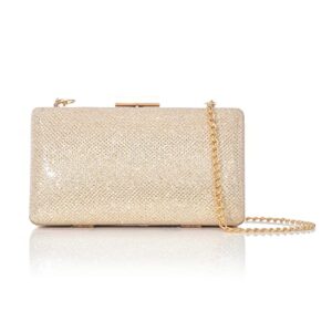 evening clutch bag with sparkling glitter for formal wedding graduation party elegant crossbody shoulder handbag (gold)