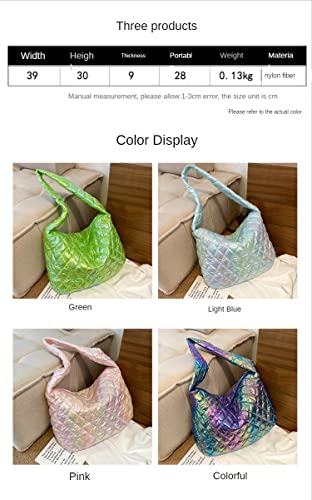 HACODAN Puffer Tote Bag Cloud Quilted Crossbody Bag for Women Puffy Purse Messenger Handbags Down Padded Shoulder Bag (Colorful)