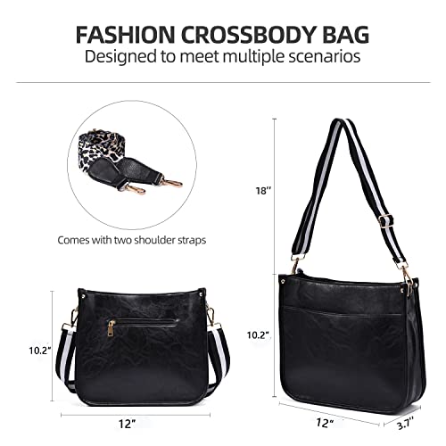 Cross Body Bag Purses for women Vegan Leather Crossbody Hobo Handbag Shoulder Bag For Women with 2 Adjustable Strap