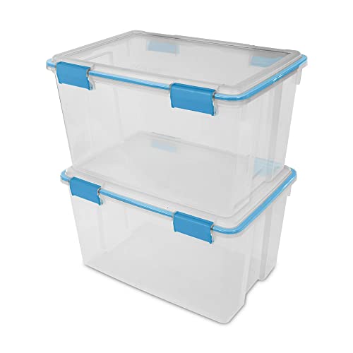 54 Qt Plastic Storage Box Tote Organizing Container With Durable Lid,Stackable and Nestable Snap Lid Plastic Storage Bin, Set of 4, Clear