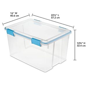 54 Qt Plastic Storage Box Tote Organizing Container With Durable Lid,Stackable and Nestable Snap Lid Plastic Storage Bin, Set of 4, Clear