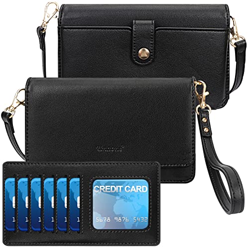 Unaone Crossbody Bags for Women, Small Crossbody Cell Phone Purse Wallet Shoulder Bag with Card Holder and 2 Straps Wristlet