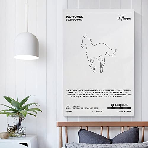 ADNACO White Pony－Deftones Poster Canvas Poster Wall Decorative Art Painting Living Room Bedroom Decoration Gift Unframe-style12x18inch(30x45cm)