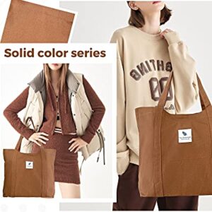 Canvas Tote Bag Aesthetic for Women, Shoulder Bag with Inner Pockets, Hobo Crossbody Handbag Casual Tote.(Coffee)