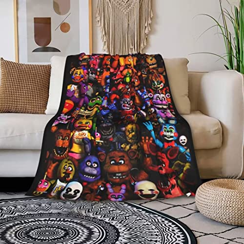 Fabhuman FNAF Throw Blanket Freddy Warm Halloween Flannel Blankets Super Soft Luxury Horror Blanket for Bed Couch Living Room All Season 50''x40''