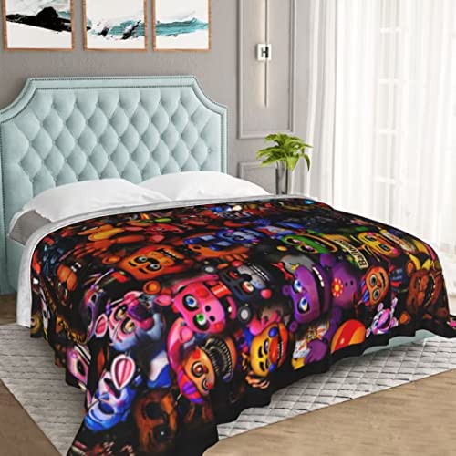 Fabhuman FNAF Throw Blanket Freddy Warm Halloween Flannel Blankets Super Soft Luxury Horror Blanket for Bed Couch Living Room All Season 50''x40''