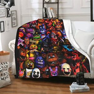 Fabhuman FNAF Throw Blanket Freddy Warm Halloween Flannel Blankets Super Soft Luxury Horror Blanket for Bed Couch Living Room All Season 50''x40''