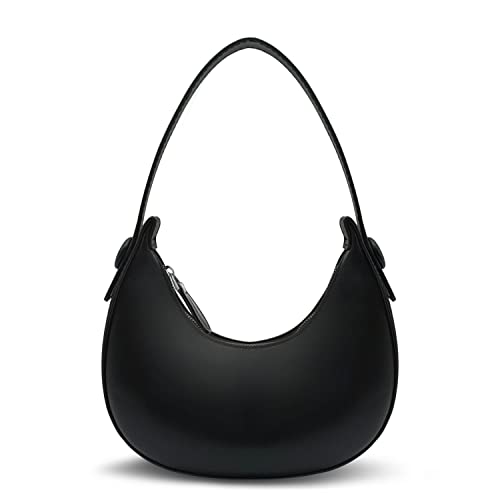 Saddle Bag Black Shoulder Bag For Women,Mini Purse Crescent Bag Black Retro Classic Purse For Girl，Clutch Shoulder Tote Handbag With Zipper