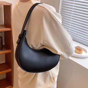 Saddle Bag Black Shoulder Bag For Women,Mini Purse Crescent Bag Black Retro Classic Purse For Girl，Clutch Shoulder Tote Handbag With Zipper