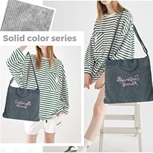 Corduroy Tote Bag for Women,Large Tote Bag ,Shoulder Bag with Zipper&Inner Pockets,Hobo Crossbody Handbag Casual Tote. (Grey)