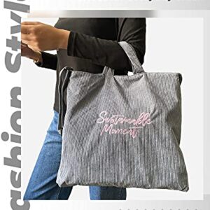 Corduroy Tote Bag for Women,Large Tote Bag ,Shoulder Bag with Zipper&Inner Pockets,Hobo Crossbody Handbag Casual Tote. (Grey)