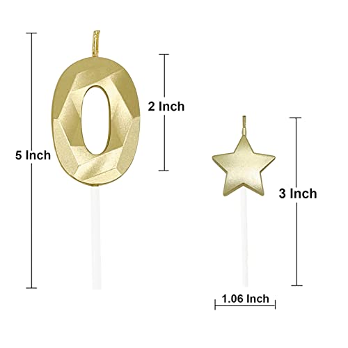 21st & 12th Birthday Candles for Cake - Number 21 & 12 Birthday Candles and Glitter Star Birthday Candles 2 Inch 3D Diamond Shape Number Candles for Birthday Party Anniversary Kids Adults(Gold)