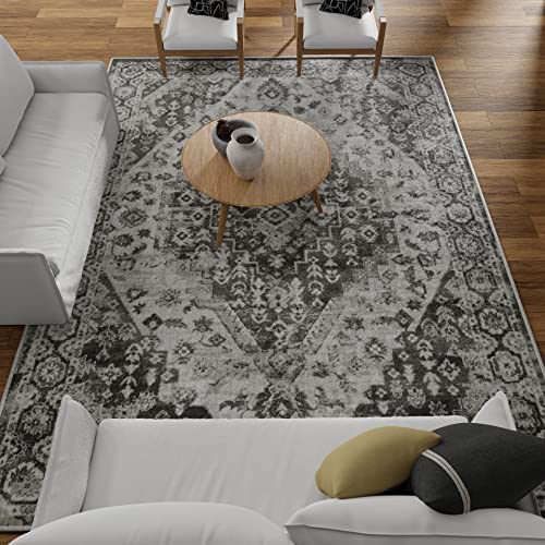 LOOMAKNOTI Rhane Adleigh 5' x 7' Gray Oriental Indoor Area Rug