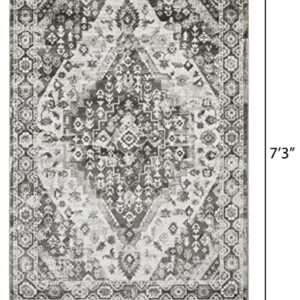 LOOMAKNOTI Rhane Adleigh 5' x 7' Gray Oriental Indoor Area Rug