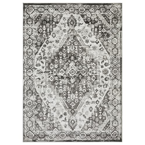 LOOMAKNOTI Rhane Adleigh 5' x 7' Gray Oriental Indoor Area Rug