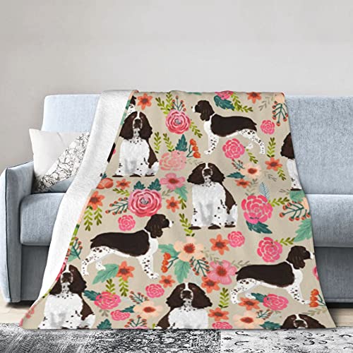 English Springer Spaniel Throw Blanket Luxury Throw Blanket Ultra-Soft Micro Fleece Blanket Perfect for Fall Winter and Spring