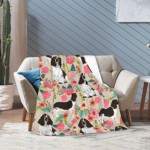 English Springer Spaniel Throw Blanket Luxury Throw Blanket Ultra-Soft Micro Fleece Blanket Perfect for Fall Winter and Spring