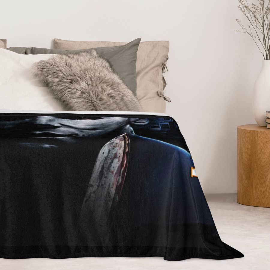 Sharkiss Halloween Horror Movie Blanket Michael Myers Blanket Soft Cozy Throw Blanket Flannel Blankets for Bed Couch Car Living Room Plush Bed Blanket (40x50in)