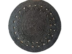 100% jute handwoven round black (2 x2 ft)