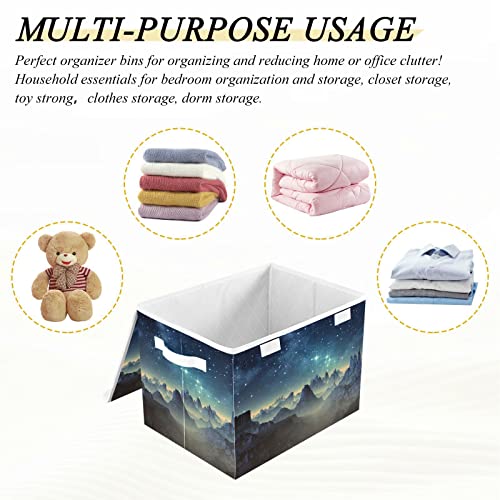 RunningBear 3d Alien Planet Large Storage Bins with Lid Collapsible Storage Bin Cubes Boxes Fabric Storage Baskets for Room Bedroom