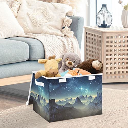 RunningBear 3d Alien Planet Large Storage Bins with Lid Collapsible Storage Bin Cubes Boxes Fabric Storage Baskets for Room Bedroom