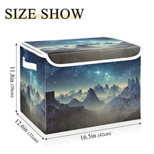 RunningBear 3d Alien Planet Large Storage Bins with Lid Collapsible Storage Bin Cubes Boxes Fabric Storage Baskets for Room Bedroom