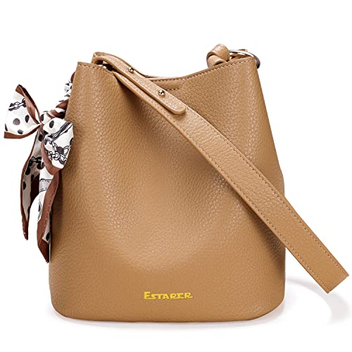 ESTARER Bucket Bag for Women with Purse, Soft Faux Leather Crossbody Handbag Shoulder Bag Purse