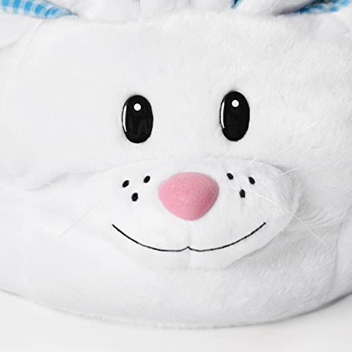 Let's Make Memories Personalized Fluffy Bunny Plush Kid's Easter Basket - Blue