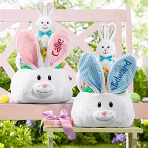 Let's Make Memories Personalized Fluffy Bunny Plush Kid's Easter Basket - Blue