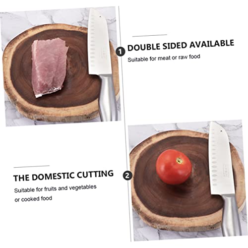 BESTonZON 2 Pcs Wooden Chopping Board Cutting Board Round Cutting Board Charcuterie Cheese Wood Cutting Board Fruit Cutting Board Kitchen Cutting Board Fruit Choppinng Mat Kitchen Board Log