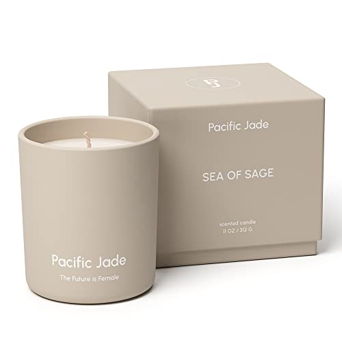 PACIFIC JADE Hand Poured 100% Natural Soy Candle 14oz - Luxury Fragrance in Matte Glass for Home or Gift - Premium Cotton Wick for 60 Hours Burn Time - Woman-Founded Brand (Sea of Sage)