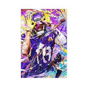 sports poster justin jefferson canvas poster wall art prep room decor paintings for living room bedroom decoration unframe:12x18inch(30x45cm)