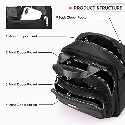 Fecialy Women's Backpack Multifunction Large Capacity Travel Shoulder Bags Waterproof Nylon Multiple Pockets Bag