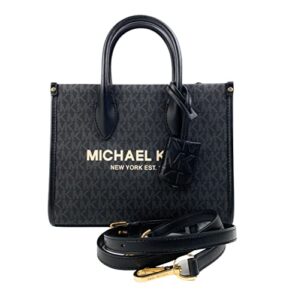 michael kors mirella small tote crossbody bag in black signature