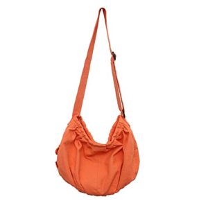 canvas shoulder bags for women trendy messenger bag cute large purse college hobo crossbody bag (orange)