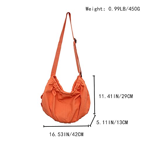 Canvas Shoulder Bags for Women Trendy Messenger Bag Cute Large Purse College Hobo Crossbody Bag (Orange)