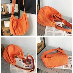 Canvas Shoulder Bags for Women Trendy Messenger Bag Cute Large Purse College Hobo Crossbody Bag (Orange)