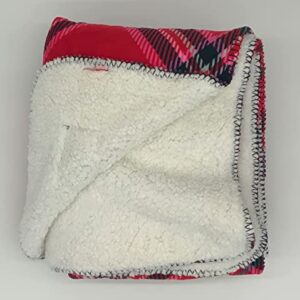 Victoria's Secret Soft Sherpa Throw Blanket, Red Pink Plaid 50'' x 60''