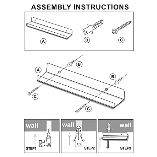 GLOOMALL Clear Acrylic Shelves 15 Inch Invisible Floating Wall Bookshelf for Kids Modern Picture Ledge Display Shelf Toy Storage Wall Shelves (15" Pack of 2)