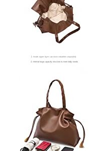 iFeiCho 2023 New Leather Material Women's Fashion Commuter Shoulder Tote Bag, Black, Brown, Coffee (Brown)