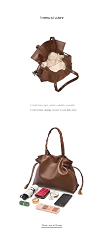 iFeiCho 2023 New Leather Material Women's Fashion Commuter Shoulder Tote Bag, Black, Brown, Coffee (Brown)