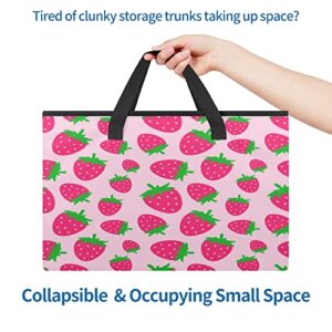 BOLIMAO Car Trunk Organizer Pink Cute Strawberry Back Seat Large Organizer Cargo Storage with Dividers Collapsible Trunk Cargo Organizer Tote Bag for Groceries SUV Sedan Camper Camping