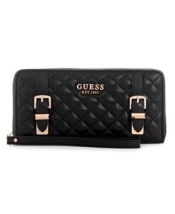 guess adam large zip around wallet, black