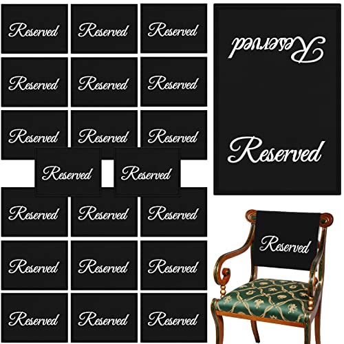 20 Pack Reserved Seating Signs Reserved Chair Signs Church Pew Reserved Signs Reserved Cloths Placeholder for Wedding, Meeting or Event, 11.81 x 17.72 Inches (Black)