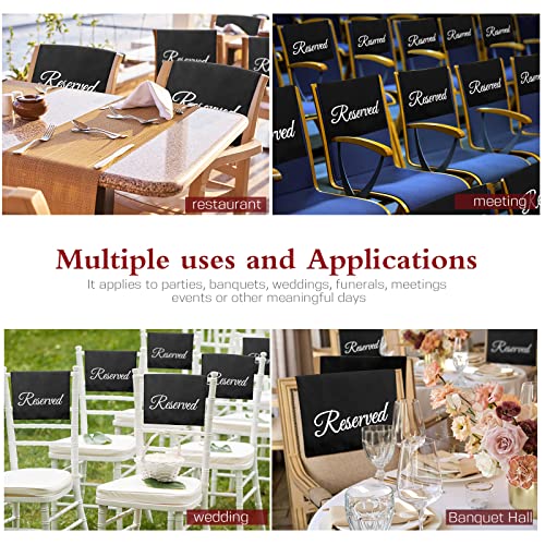 20 Pack Reserved Seating Signs Reserved Chair Signs Church Pew Reserved Signs Reserved Cloths Placeholder for Wedding, Meeting or Event, 11.81 x 17.72 Inches (Black)