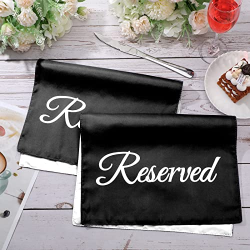 20 Pack Reserved Seating Signs Reserved Chair Signs Church Pew Reserved Signs Reserved Cloths Placeholder for Wedding, Meeting or Event, 11.81 x 17.72 Inches (Black)